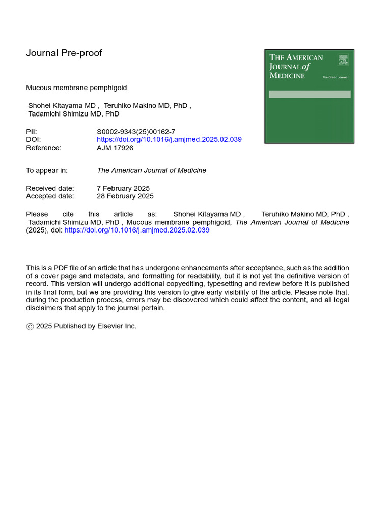 Mucous Membrane Pemphigoid Overview | PDF | Dermatology | Clinical Medicine