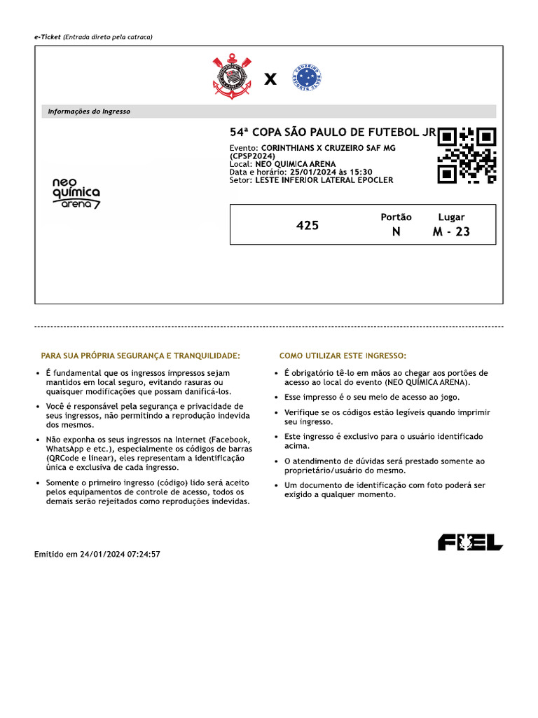 3 Ingresso Timao | PDF