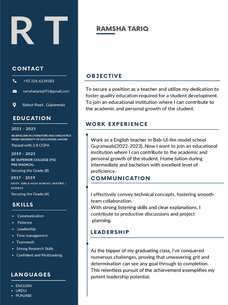 Blue Simple Professional CV Resume - 3 | PDF