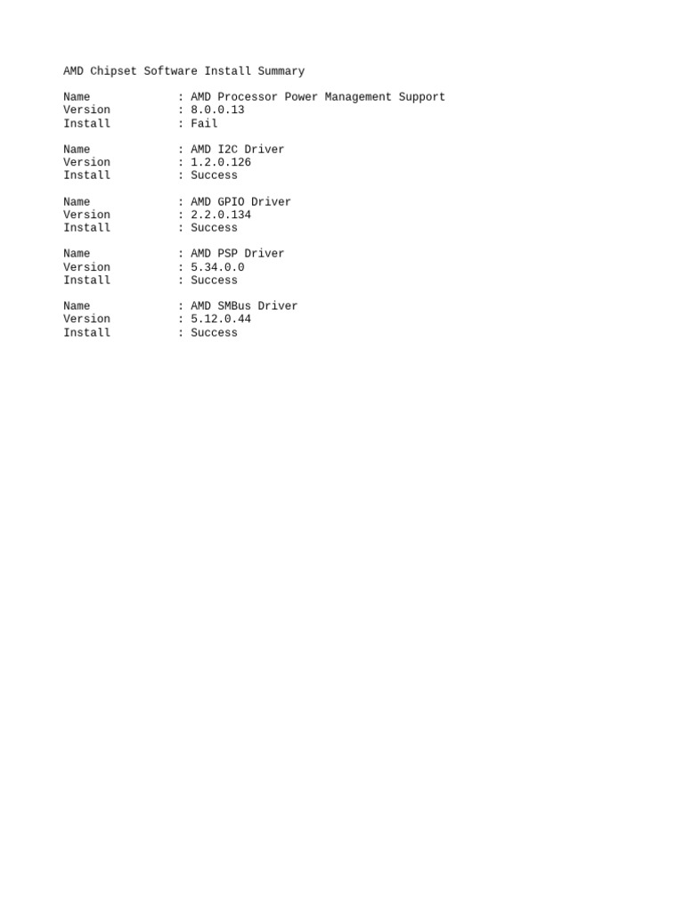 AMD Chipset Software Install Summary | PDF