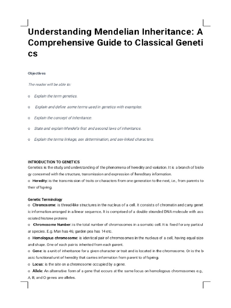 Understanding Mendelian Inheritance Genetics_111440_Phoenix_082223 | PDF