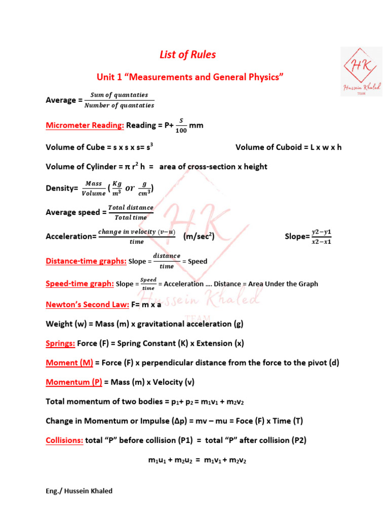 List of Rules Physics OL | PDF | Force | Series And Parallel Circuits