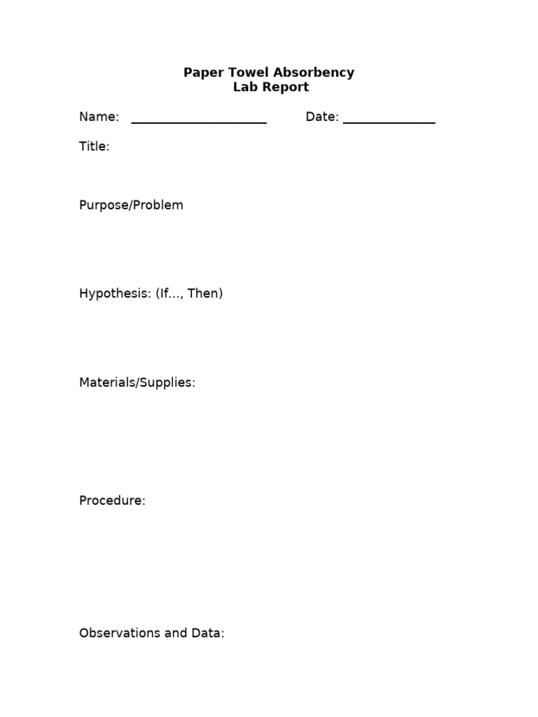 Paper Towel Absorbency Lab Report | PDF