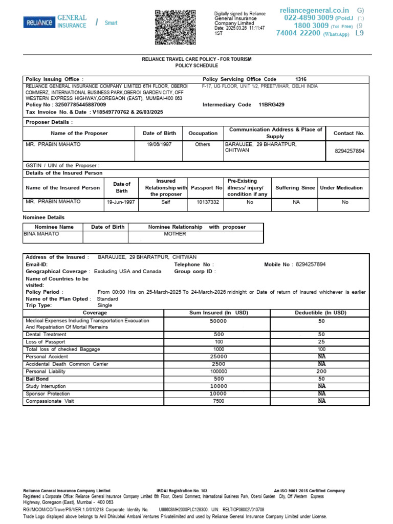 Mr. Prabin Mahato Insurance | PDF | Insurance | Underwriting