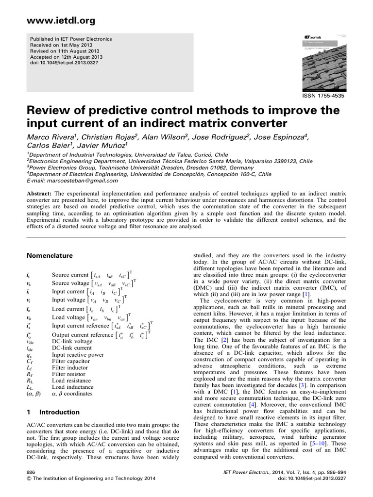 Review of Predictive Control Methods To | PDF | Ac Power | Resonance
