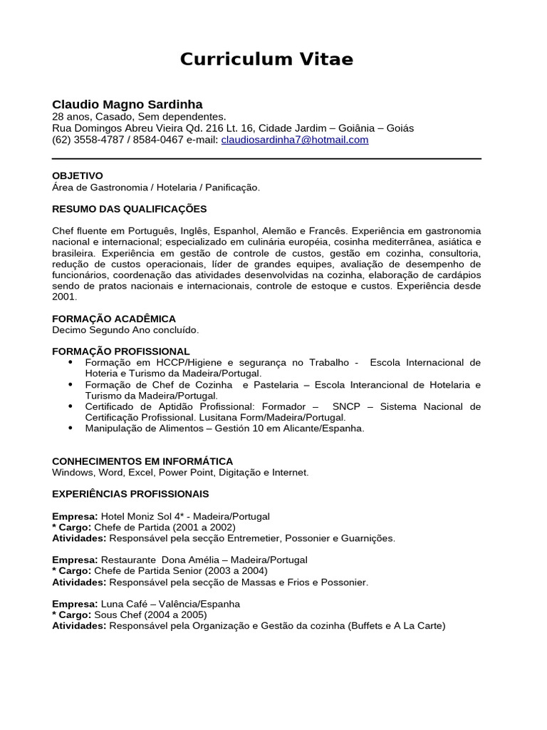 Curriculum Vitae CLAUDIO | PDF | Portugal | Espanha