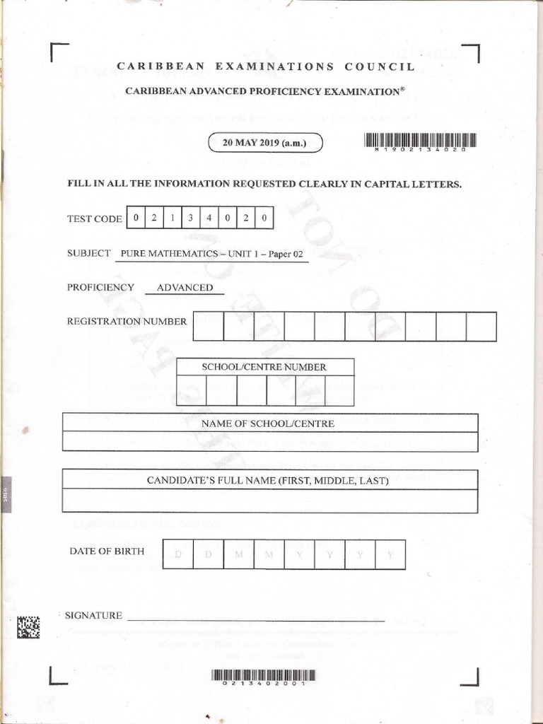Pure Maths 2019 U1 P2 | PDF