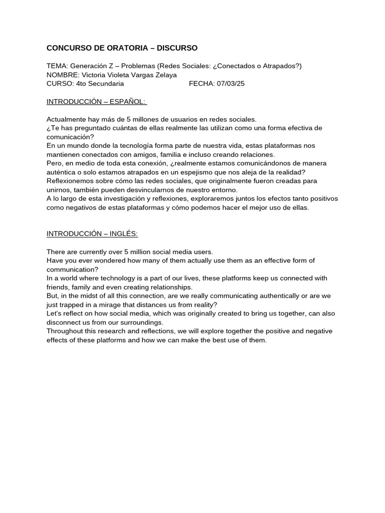 Discurso Oratoria - Introducción | PDF