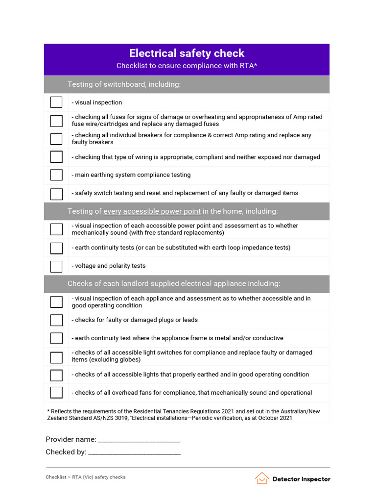 Electrical Safety Inspection Checklist | PDF
