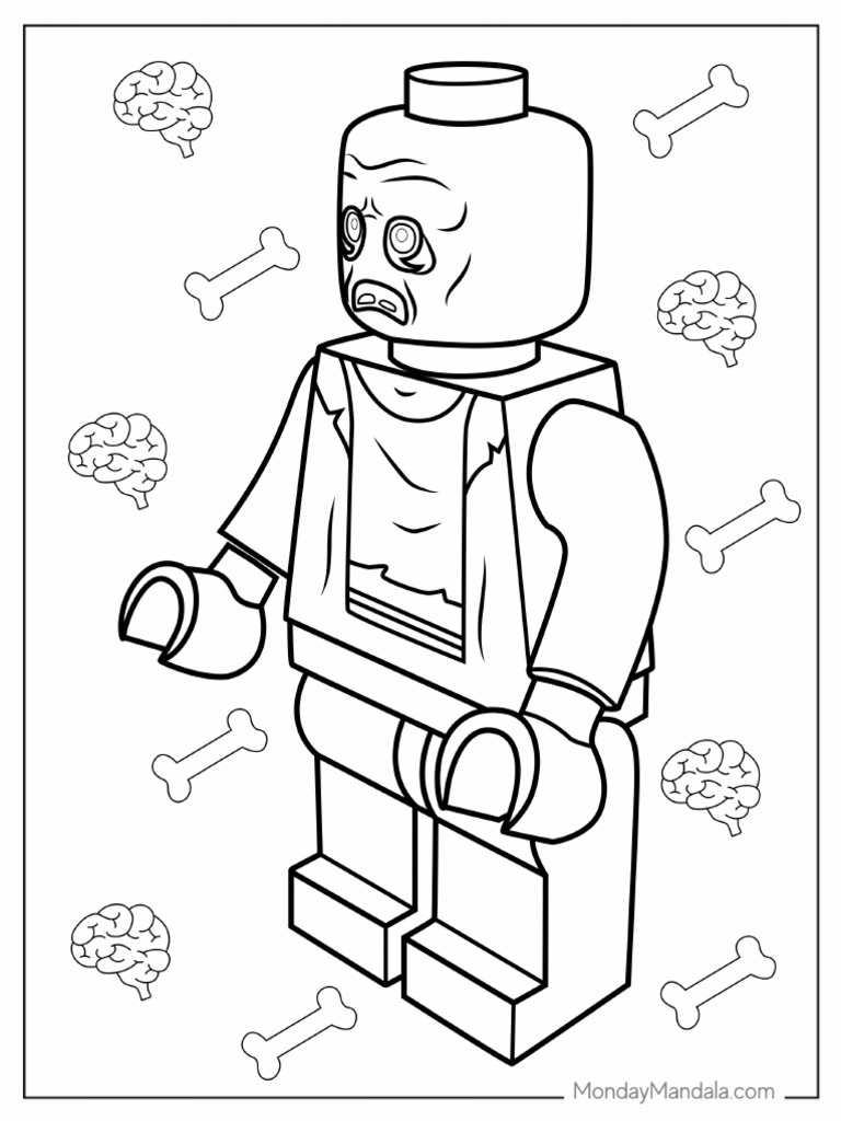 Coloring Page of A Lego Zombie | PDF
