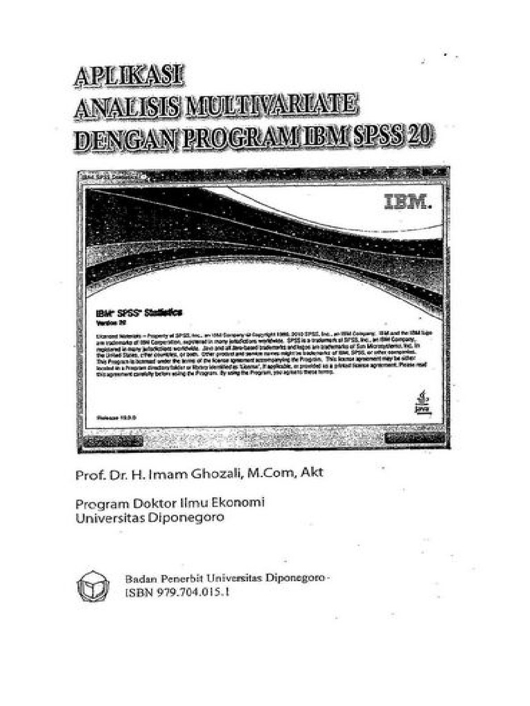 Prof - Dr.H.Imam Ghozali, Aplikasi Analisis Multivariative SPSS 20. Intro (PDFDrive) | PDF