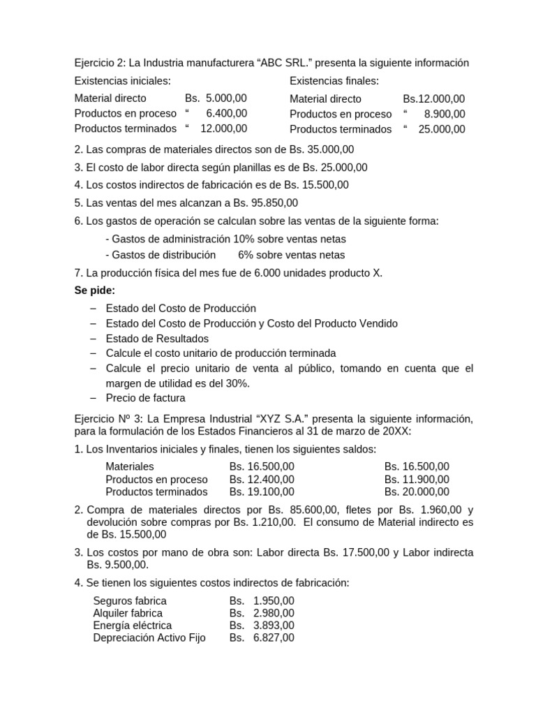 2 EJERCICIOS | PDF | Estado de resultados | Depreciación