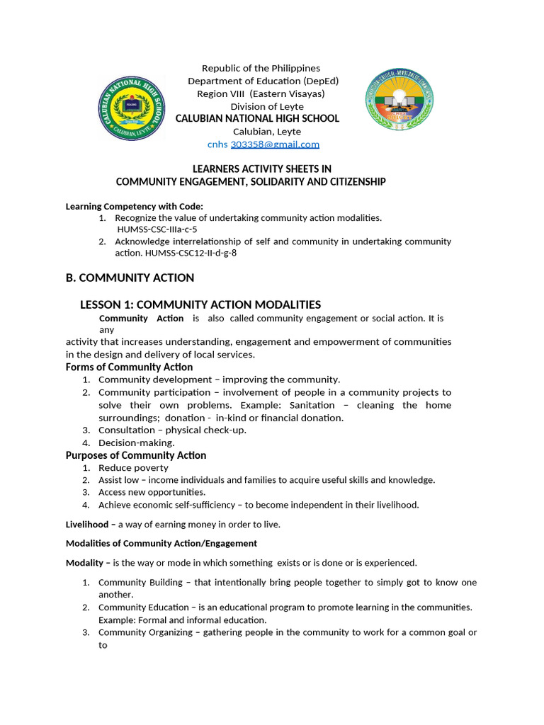 CSC No. 4 Community Action | PDF | Community | Poverty