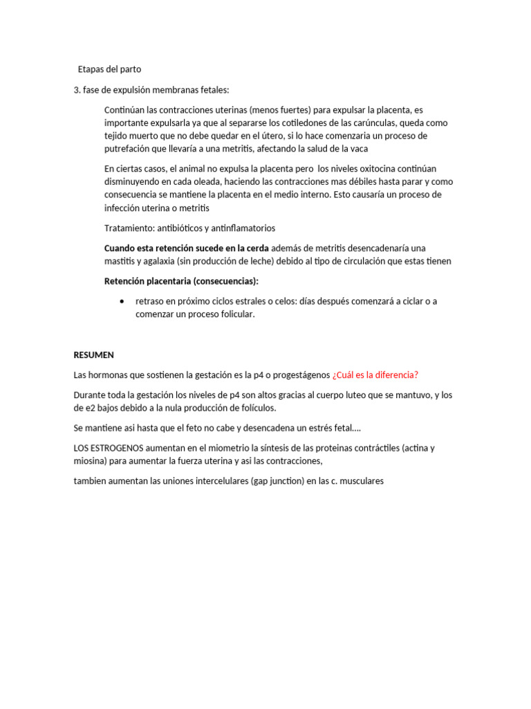 Etapas Del Parto | PDF | Placenta | Lactancia