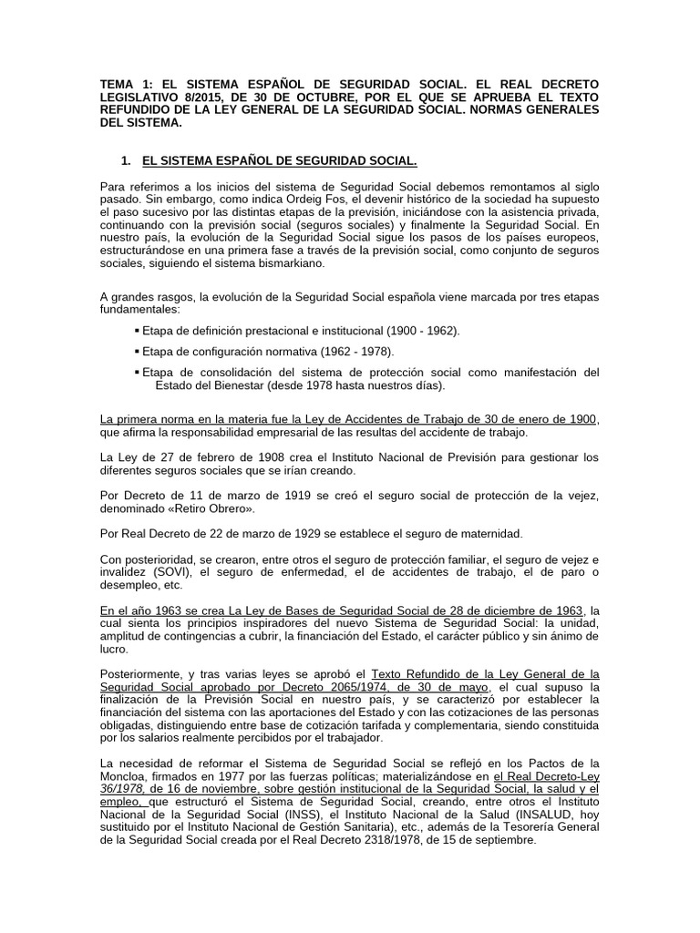 01 Tema - El Sistema de Seg Soc - 2025 | PDF | Pensión | Gobierno
