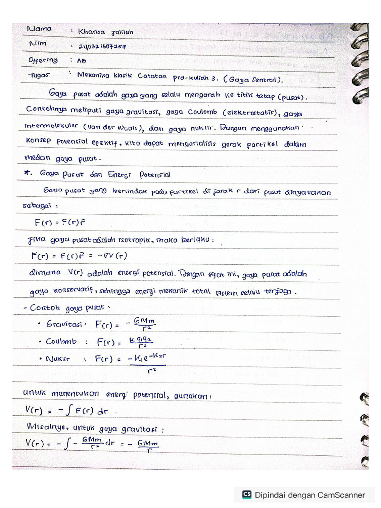 Catatan Pra Kuliah Gaya Sentral | PDF