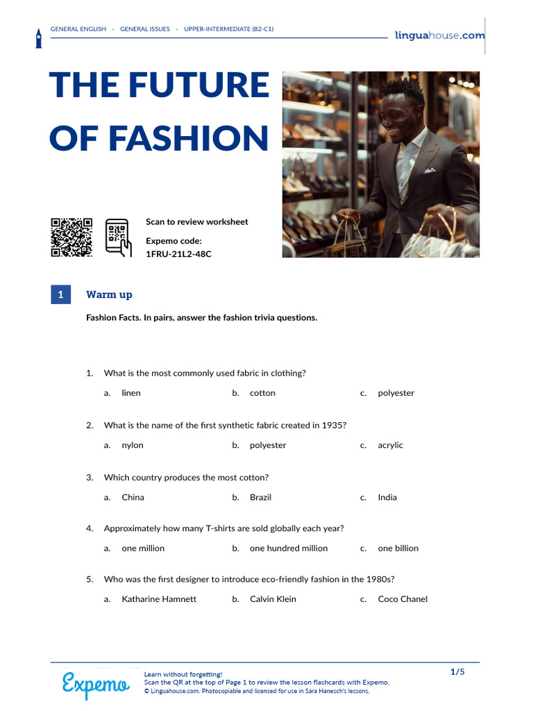 The Future of Fashion British English Teacher B2 C1 | PDF | Textiles