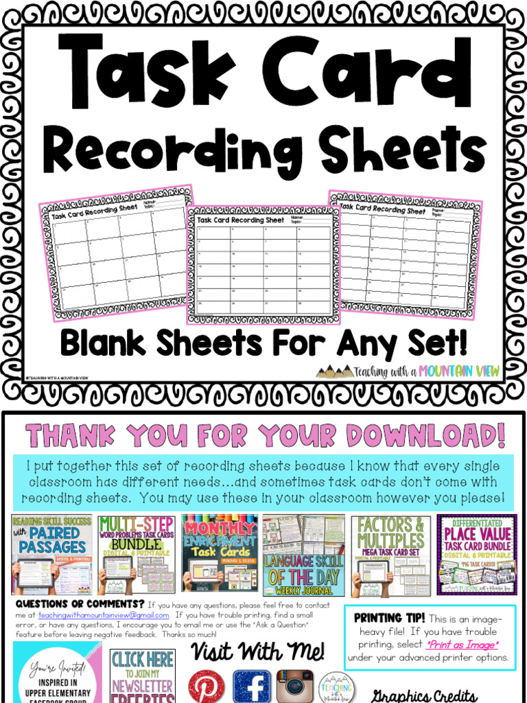 Blank Sheets For Any Set!: ©teaching With A Mountain View | PDF | Computing