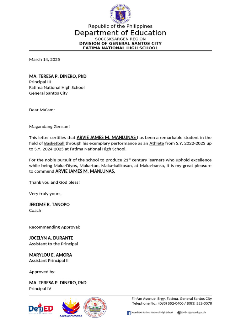 Letter of Commendation | PDF