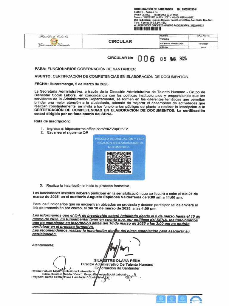 Circular 006 Convo Cert Elb Documentos | PDF
