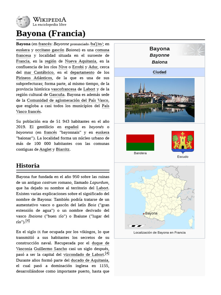 Historia y características de Bayona | PDF