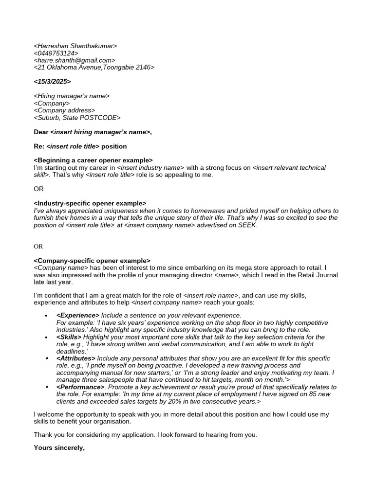 SEEK Cover Letter Template Guide | PDF | Sales | Learning