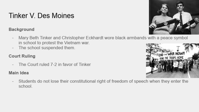 Tinker V. Des Moines: Student Free Speech Rights | PDF