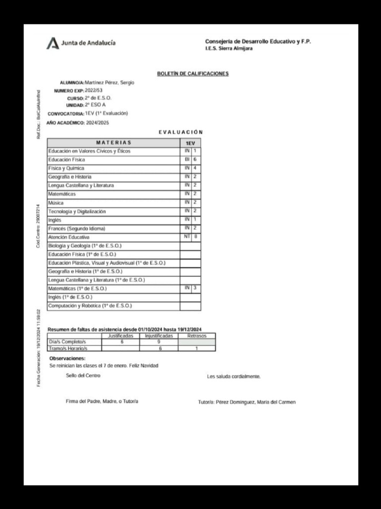 Notas Primer Trimestre | PDF