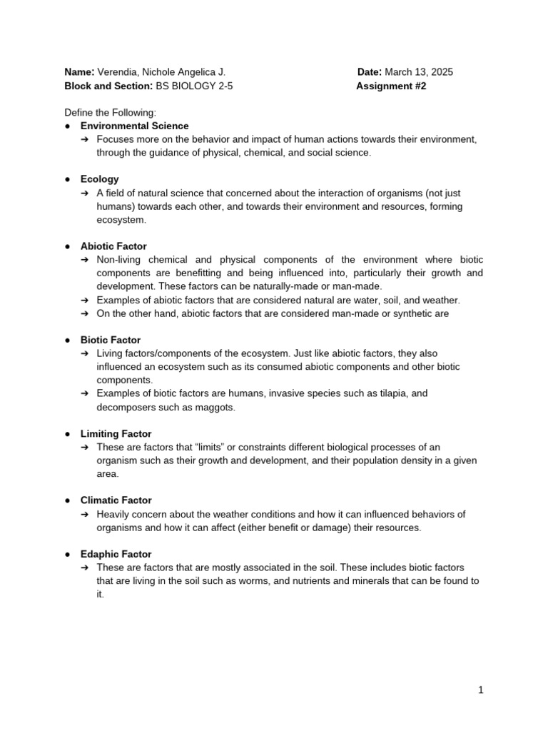 Verendia_assignment #2 (Bsbio 2-5) | PDF | Ecosystem | Chernobyl Disaster