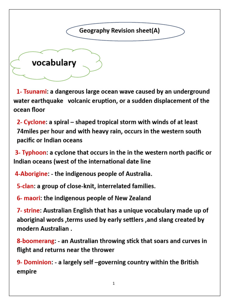 Geography The Second Revision Sheet For The First Term Quiz 2 | PDF ...