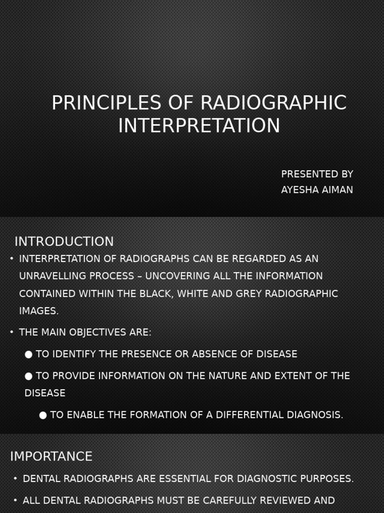 Principles of Radiographic Interpretation-1 | PDF | Periodontology ...