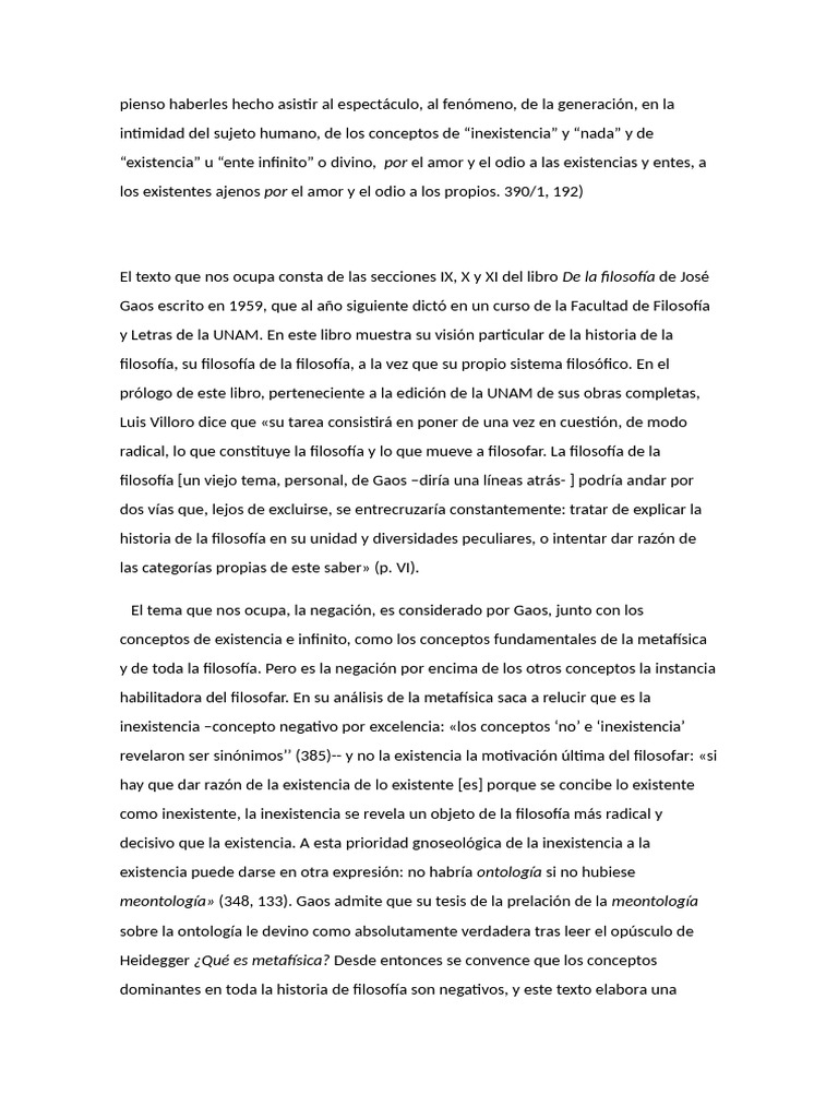 La Metafisica de La Negacion en Jose Gao | PDF | Martin Heidegger | Metafísica