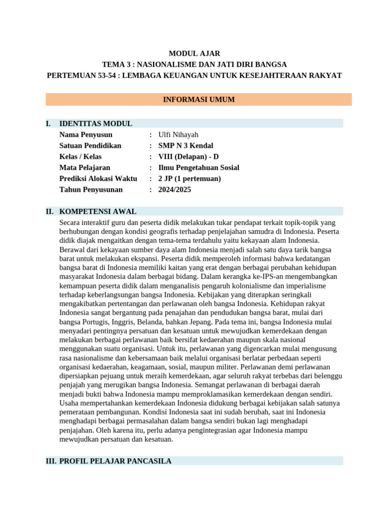 Modul Ajar Pmm 2025 | PDF