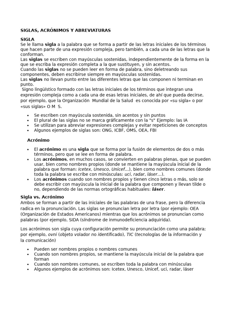 Siglas, Acrónimos y Abreviaturas Explicados | PDF