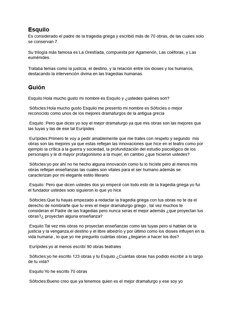 Esquilo: Padre de la Tragedia Griega | PDF | Esquilo | Tragedia griega