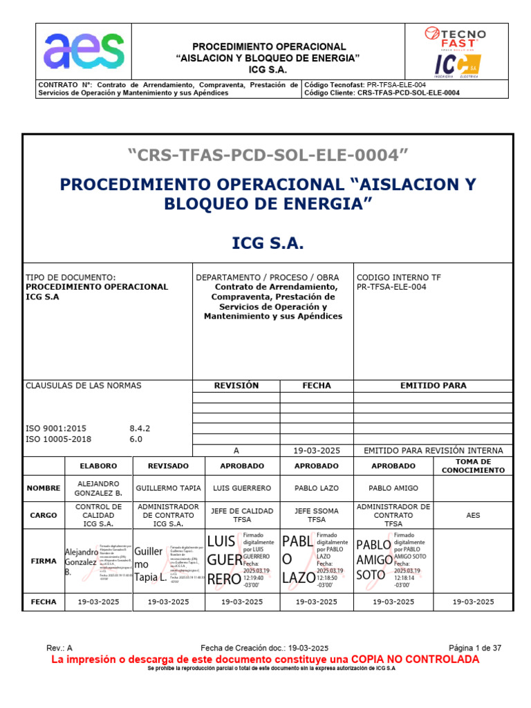 CRS Tfas PCD Sol Ele 0004 - A | PDF | Cambiar | Seguridad y salud ...
