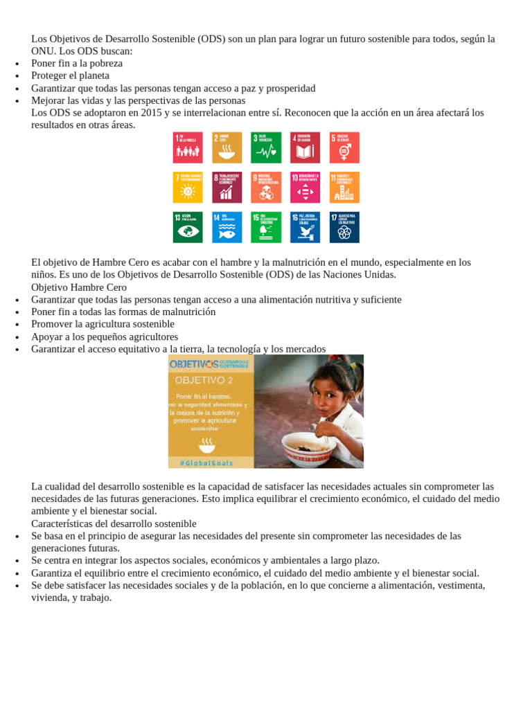 Los Objetivos de Desarrollo Sostenible | PDF | Sustentabilidad | Desarrollo sostenible