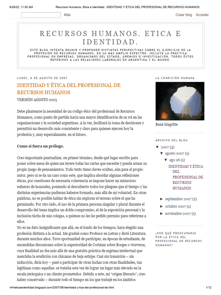 Lectura 1.3 Identidad y ética del profesional de recursos humanos | PDF | Gestión de recursos ...