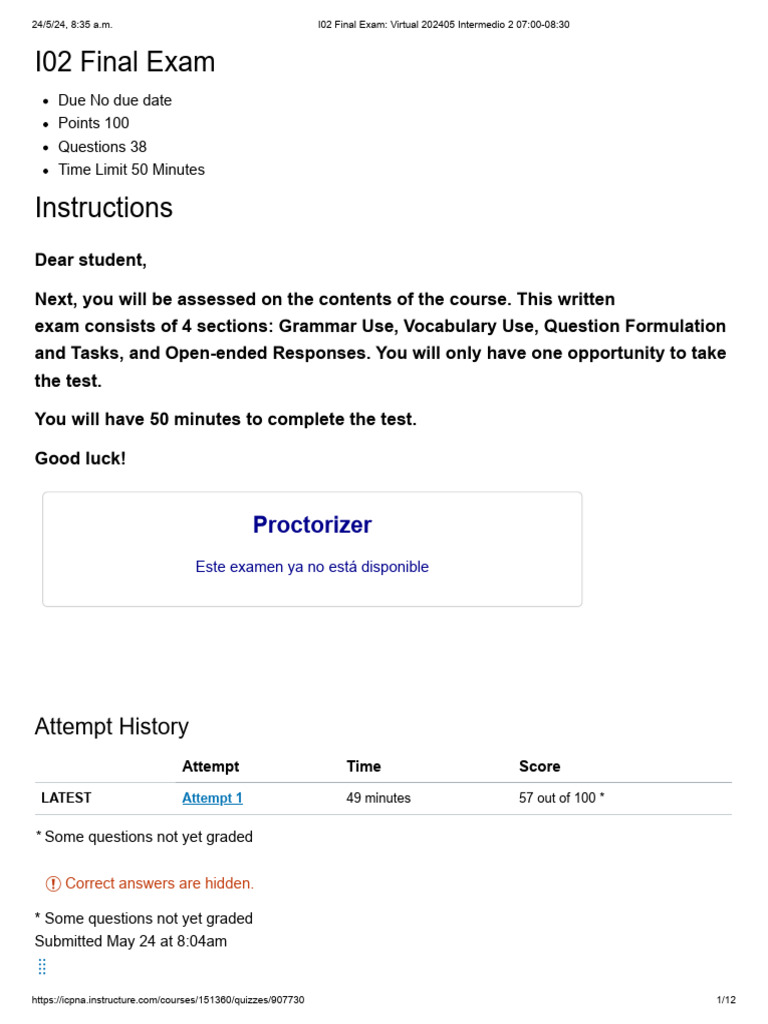 I02 Final Exam_ Virtual 202405 Intermedio 2 07-00-08_30 | PDF | Linguistics