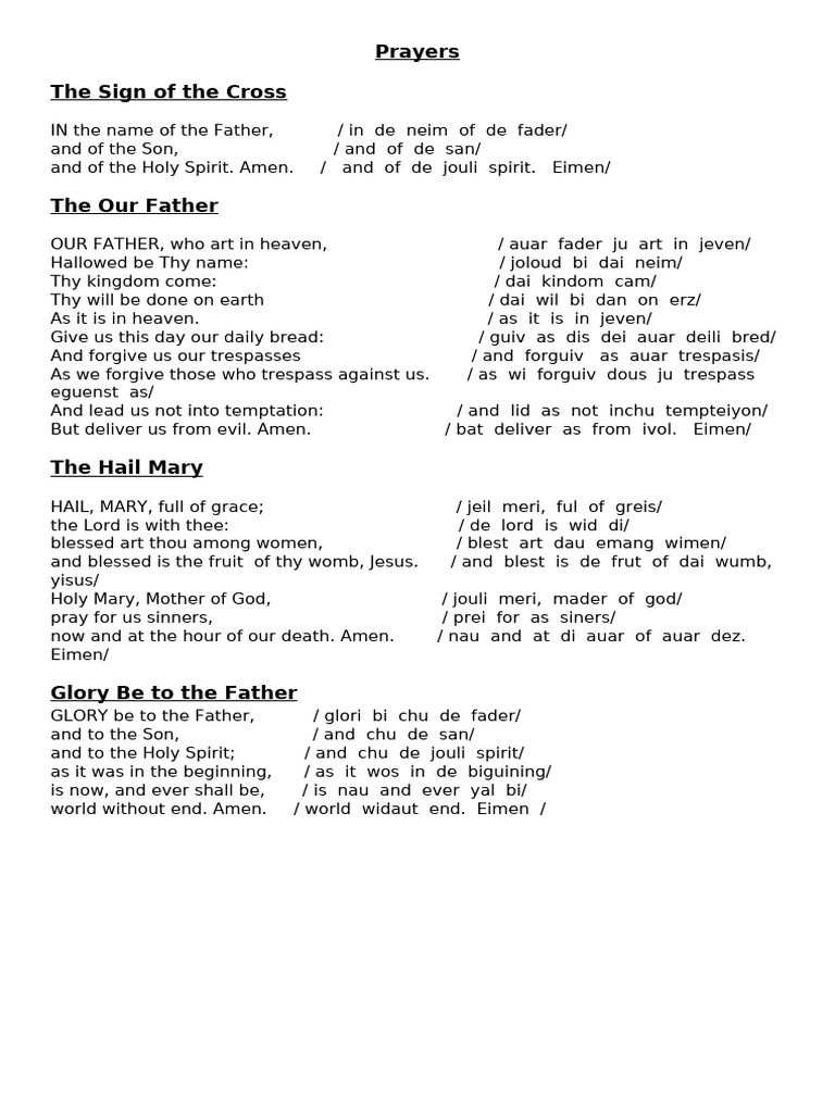 Common Christian Prayers in English | PDF