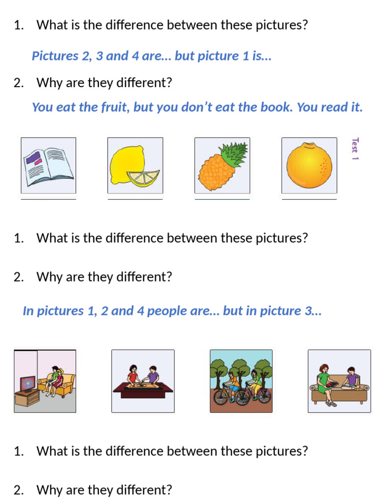 Oral Test Practice - Odd One Out + Writing Practice | PDF