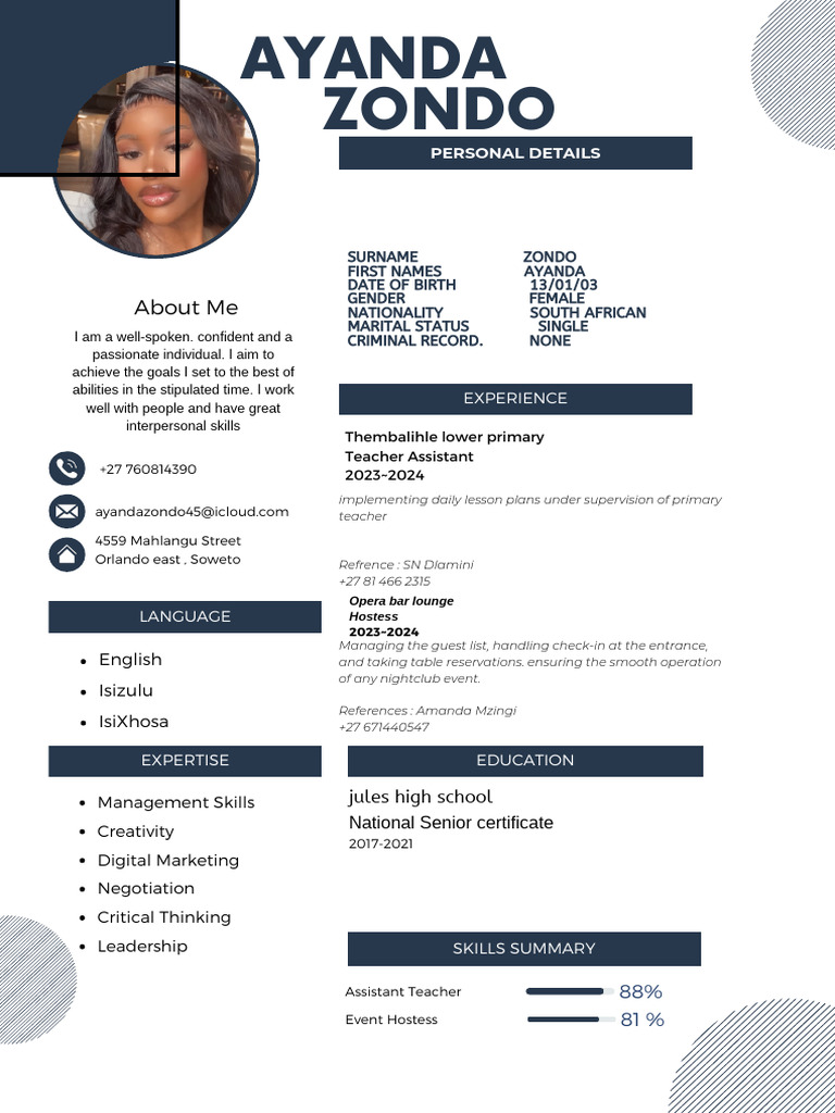 Blue Professional Modern. 2 CV Resume | PDF | Cognition | Behavior ...