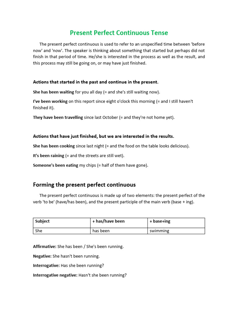 Teaching Present Perfect Continuous Tense | PDF | Linguistic Morphology ...