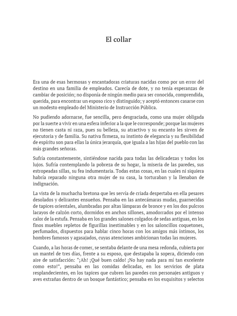 Cuento El Collar - Guy de Maupassant | PDF