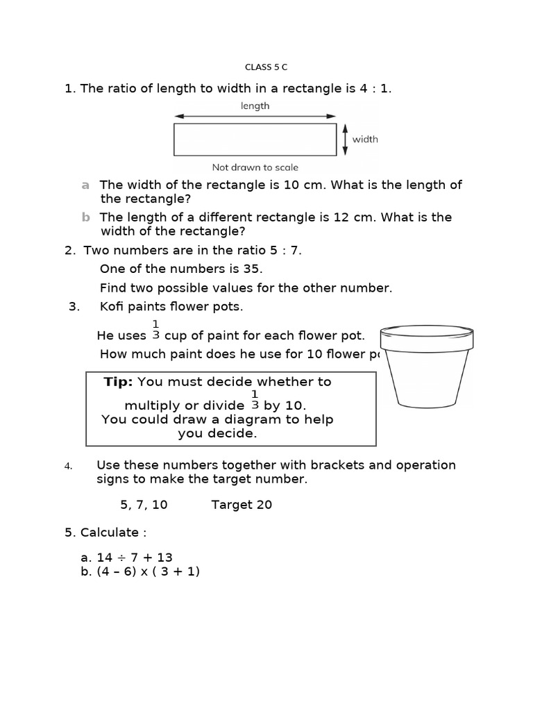 Class 5C Worksheet - 1 | PDF