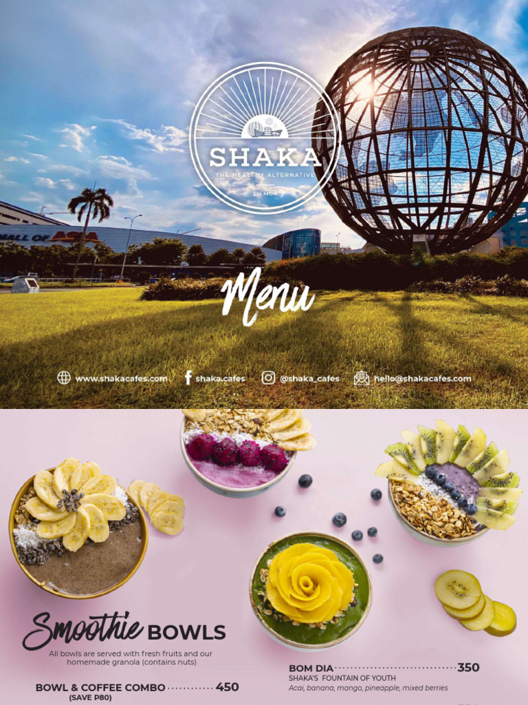 Shaka Cafe Menu Overview | PDF | Thai Cuisine | Yogurt