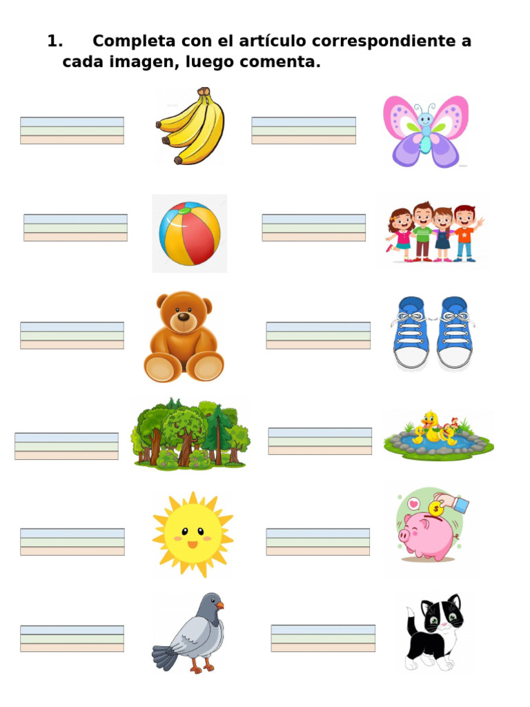 Completa Con El Artículo Correspondiente A Cada Imagen | PDF