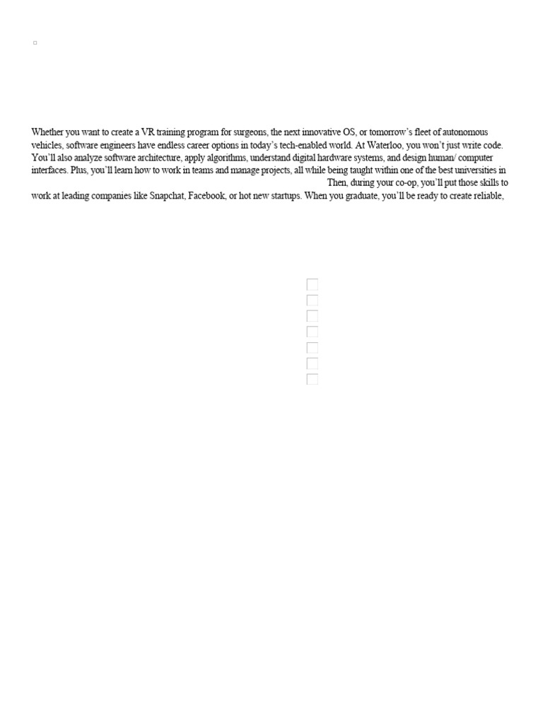 Waterloo Software Engineering Admission Requirements | PDF