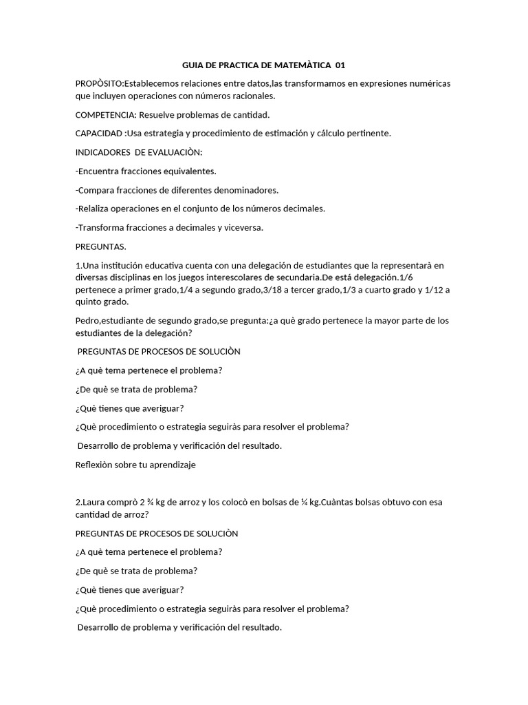 Guia de Practica de Matemàtica 01 | PDF | Aritmética | Números