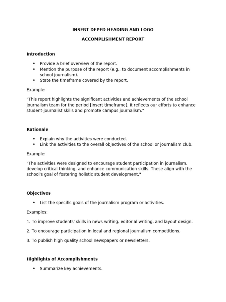 Accomplishment Report PPAs Latest Format | PDF | Journalism | Newspapers